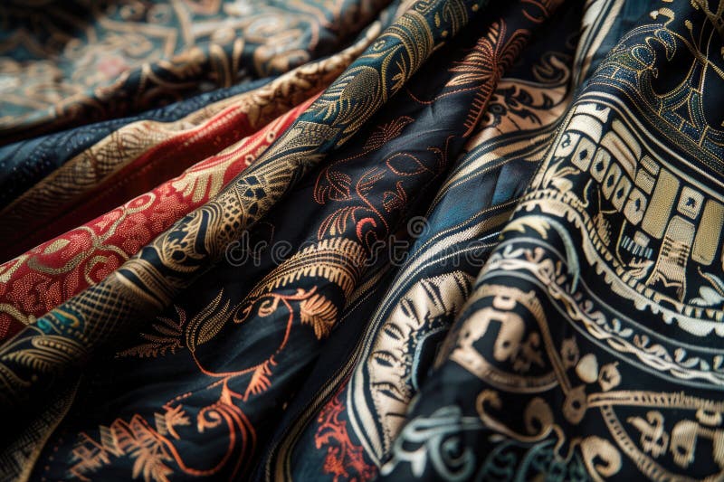 A Collection of Various Colored and Patterned Fabrics Piled Together ...