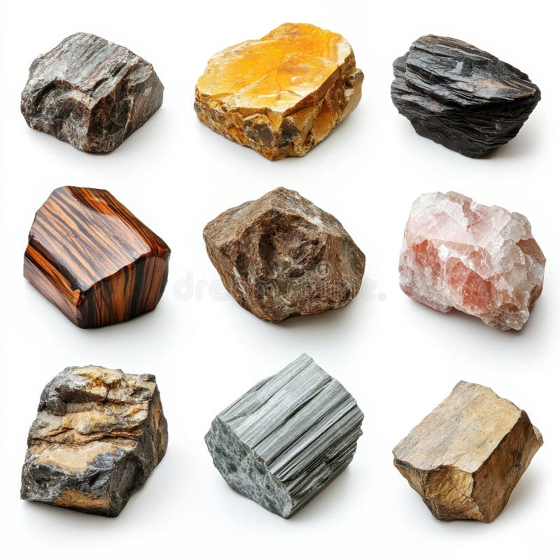 Collection of Various Colored Rocks and Natural Stones Isolated on a ...