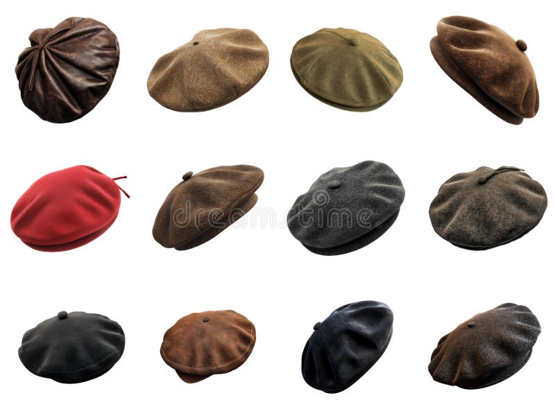 Collection of Various Colored and Textured Berets Stock Photo ...