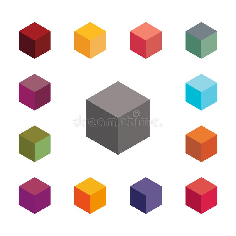 Isometric Cube Square in More Colors Illustration. Stock Vector ...