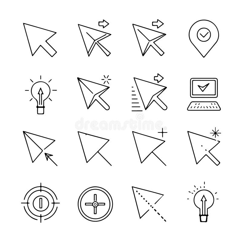 Collection of Various Computer Mouse Cursor Icons Stock Vector ...