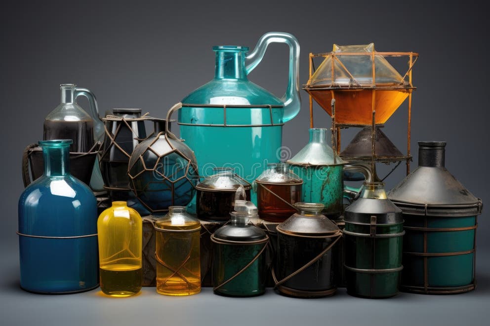 Collection of Various Containers for Oil Recycling Stock Illustration ...