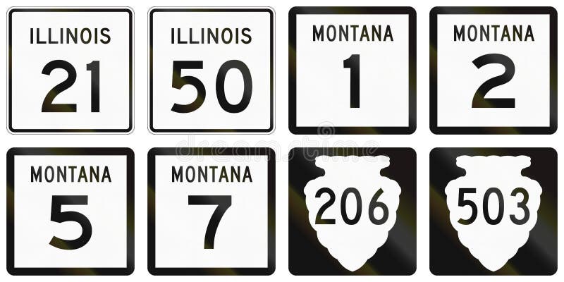 Various State Law Road Signs Used In The US Stock Illustration ...