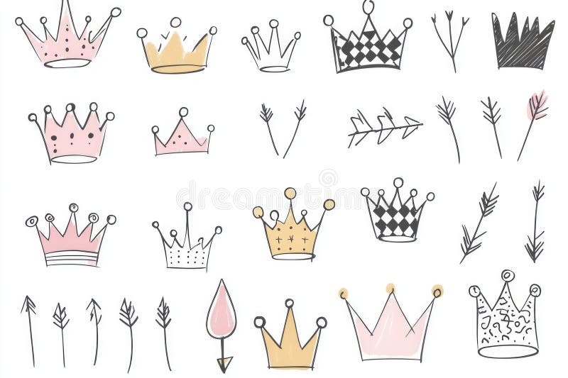 A Collection of Various Crowns on a Plain White Surface Stock Photo ...