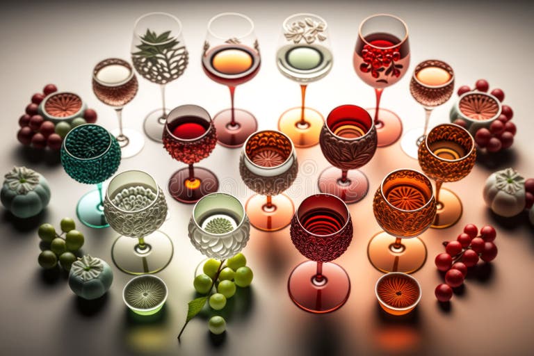 Collection of Various Crystal Glasses with Patterns with Different ...