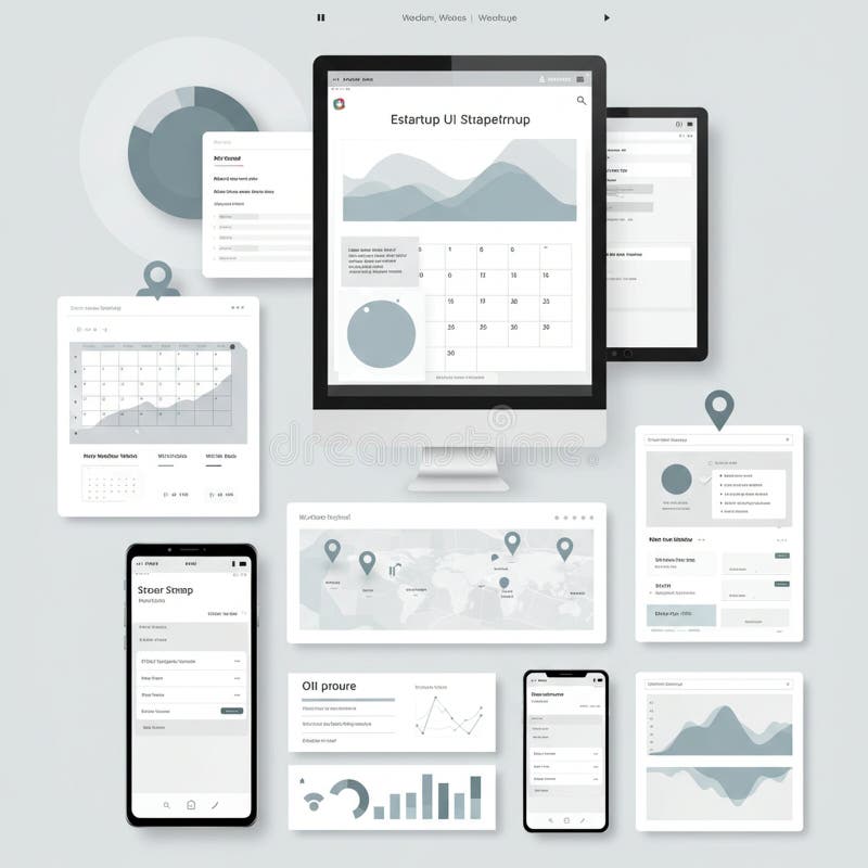 A Collection of Various Digital Devices Displays User Interface Designs ...