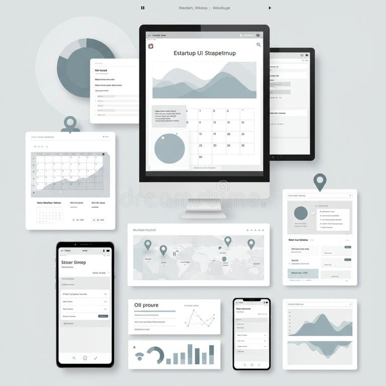 A Collection of Various Digital Devices Displays User Interface Designs ...