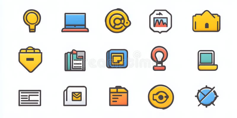 Collection of Various Digital Icons Stock Illustration - Illustration ...