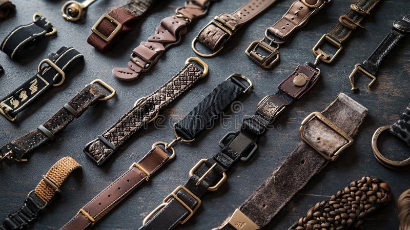 Collection of Various Dog Collars in Different Materials and Styles ...