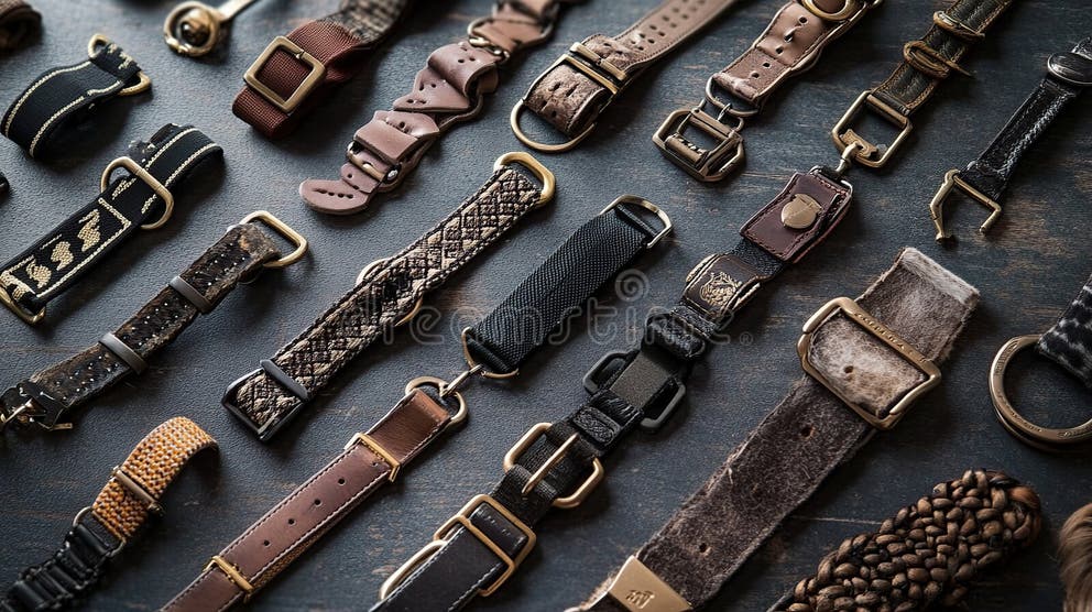 Collection of Various Dog Collars in Different Materials and Styles ...