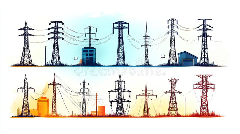 Collection of Various Electricity Pylons and Power Substations ...