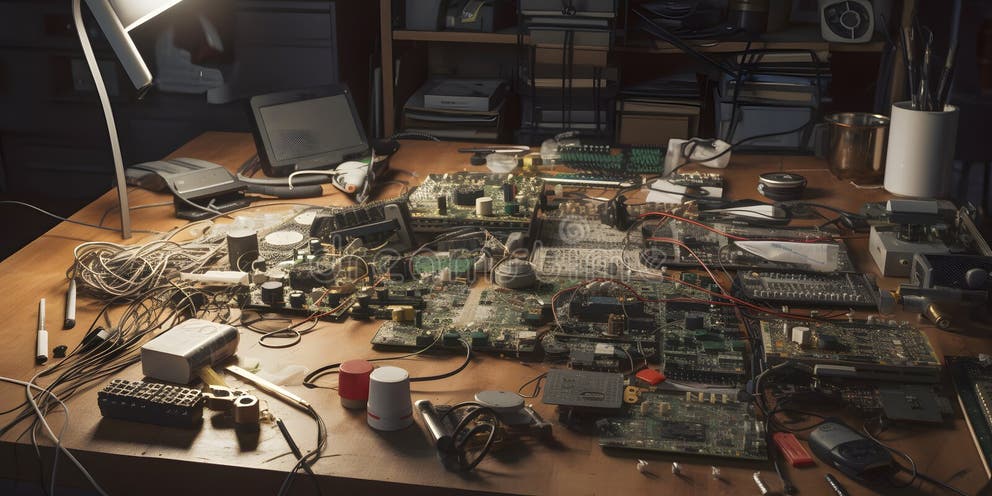 Collection of Various Electronic Components and Wires Spr One ...