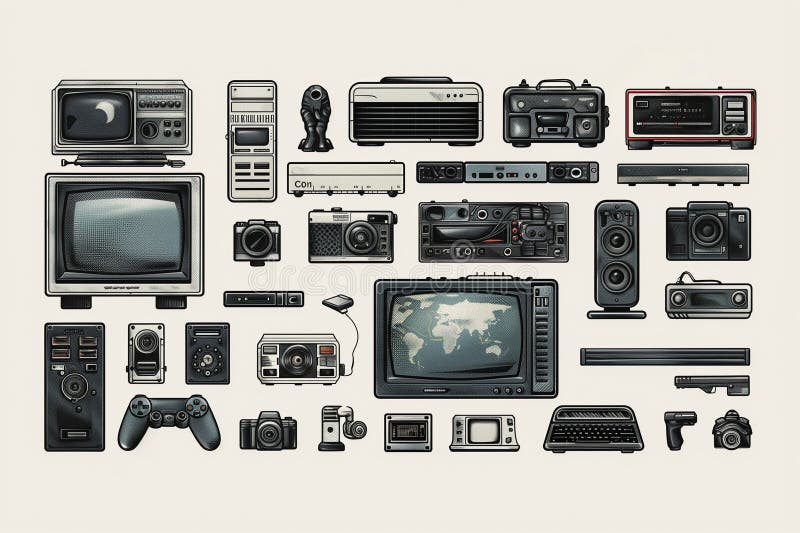Collection of Various Electronic Gadgets and Devices Arranged Neatly on ...