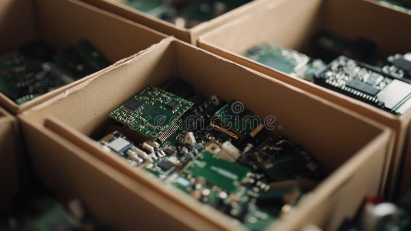 A Collection of Various Electronic Parts in a Box, Suitable for Use As ...