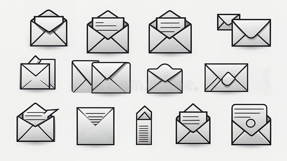 A Collection of Various Envelope Illustrations with Different Styles ...