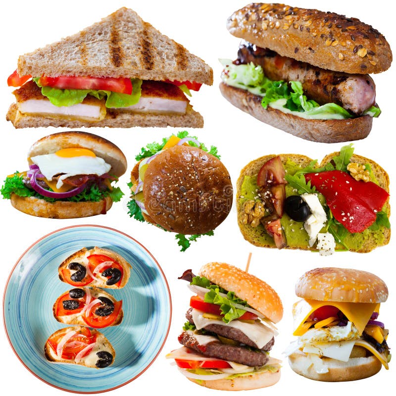 Collection of Various Fast Food Dishes Stock Photo - Image of green ...