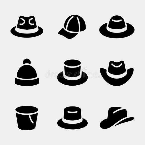 Collection of Various Flat Icon Hats Stock Illustration - Illustration ...