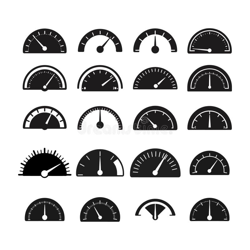 Collection of Various Gauge Designs in Flat Black Style Showcasing ...