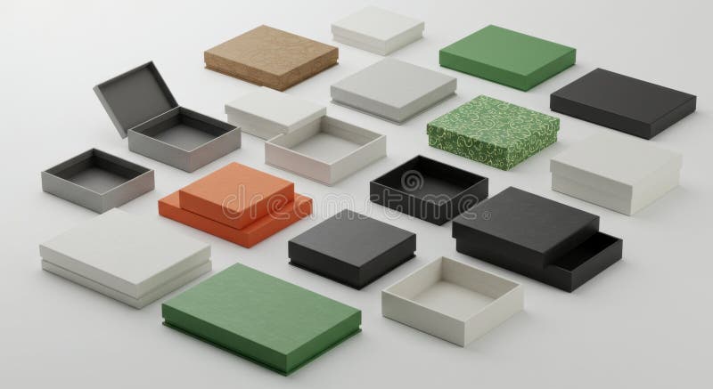 Collection of Various Gift Boxes with Different Textures and Colors ...