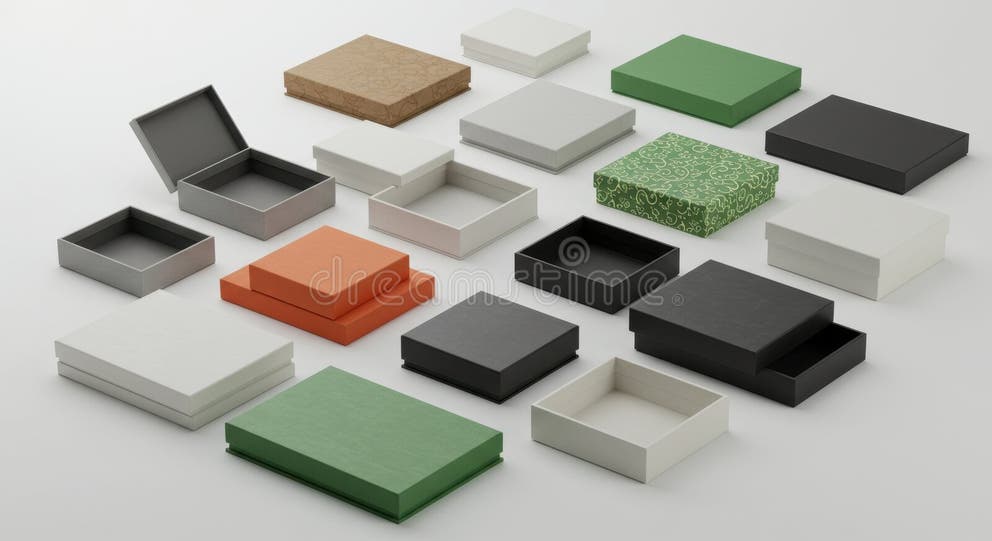 Collection of Various Gift Boxes with Different Textures and Colors ...