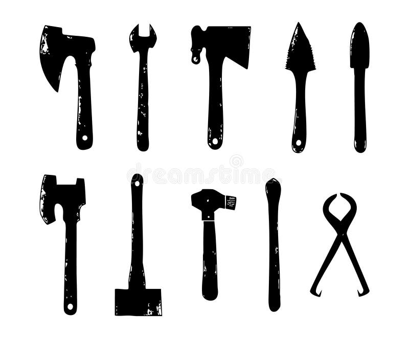 A Collection of Various Hand Tools in Silhouette Style, Ideal for ...