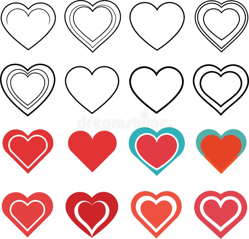 Collection of Various Heart Shapes for Design Stock Vector ...