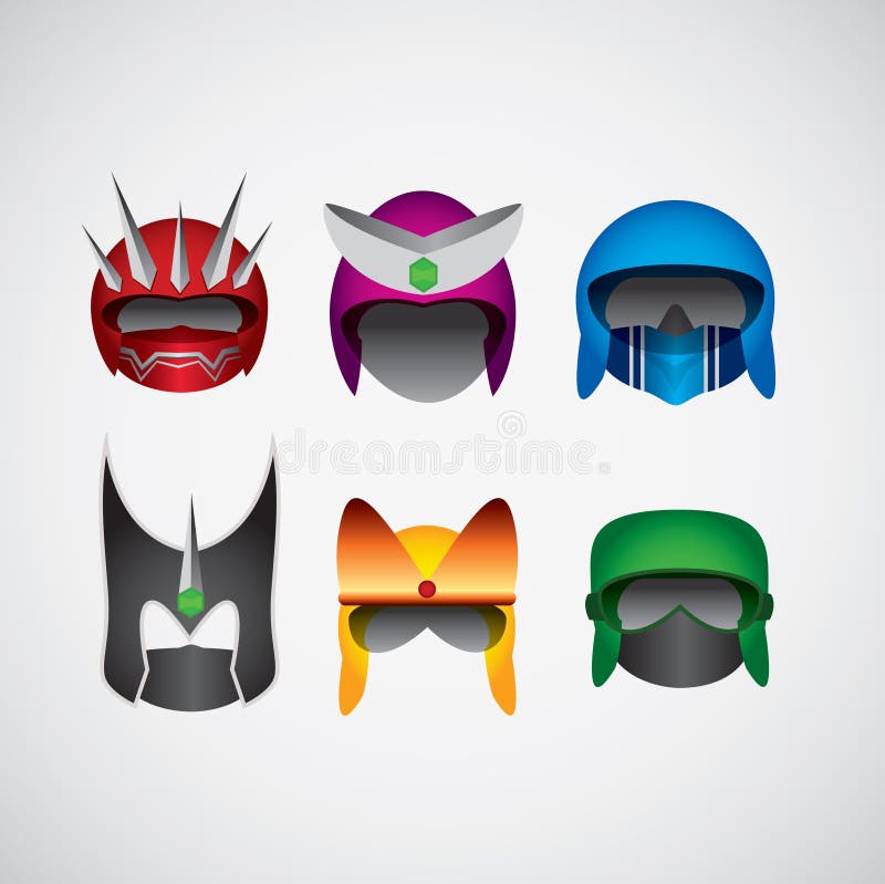 Collection of Various Helmets. Vector Illustration Decorative Design ...