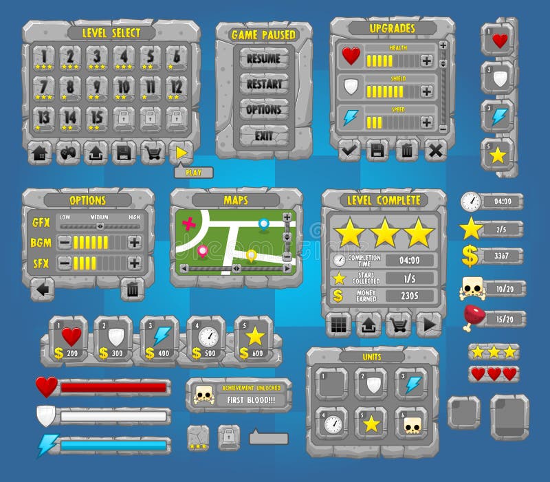 Sci-fi Video Game User Interface Collection Stock Vector - Illustration ...