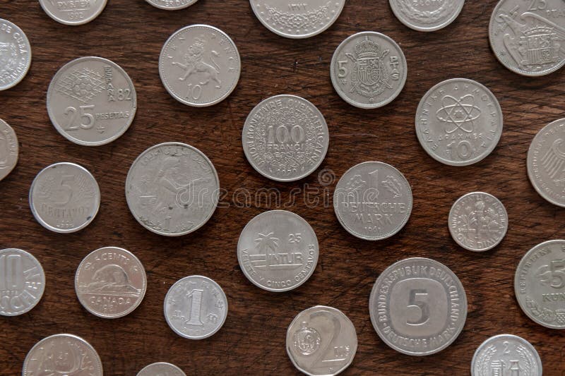 Collection of the Various International Coins. Different Money from ...