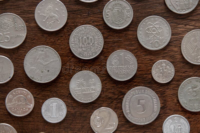Collection of the Various International Coins. Different Money from ...
