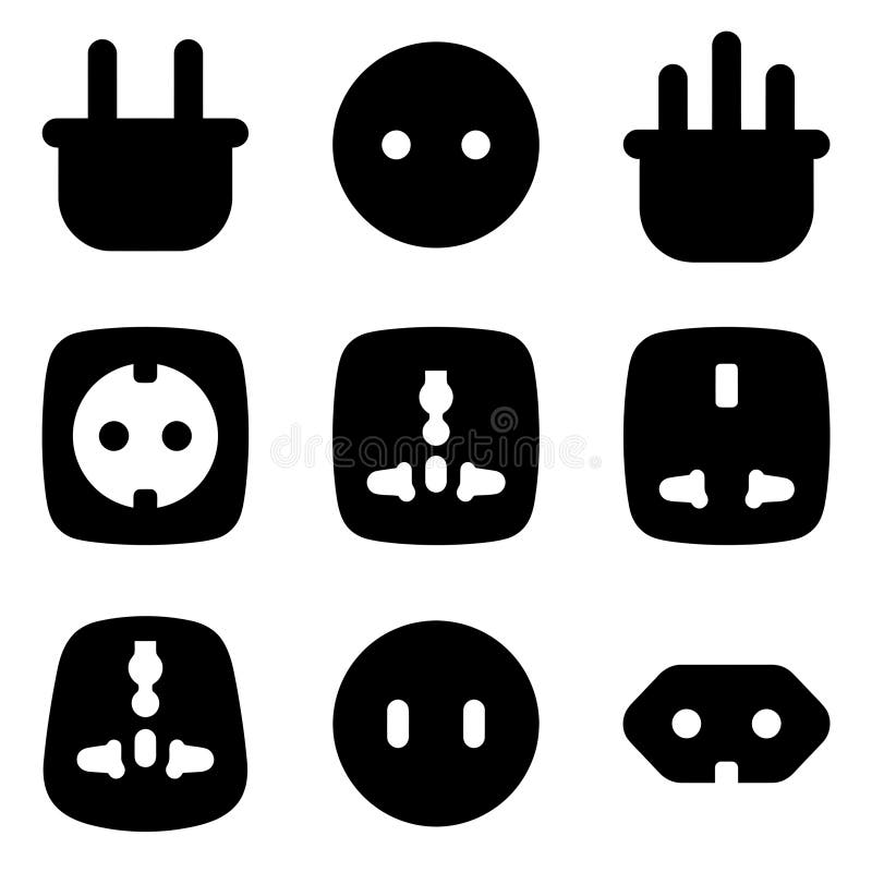 Various Power Socket Input Types Icon Stock Illustrations – 7 Various ...