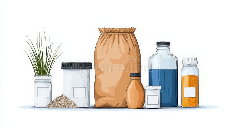 Collection of Various Kitchen Ingredients and Containers on a White ...