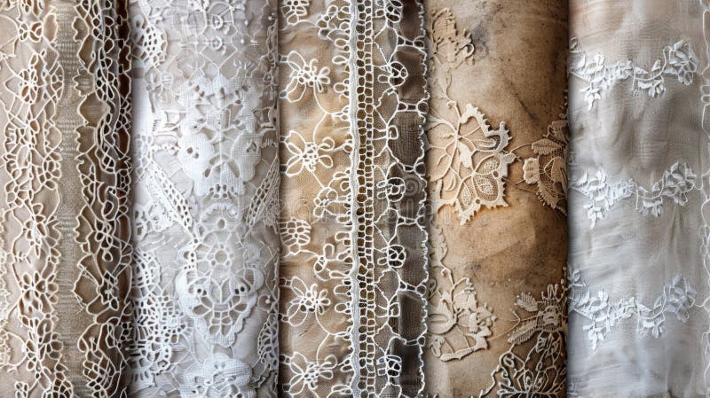 A Collection of Various Lace Fabrics, Showcasing Intricate Patterns and ...