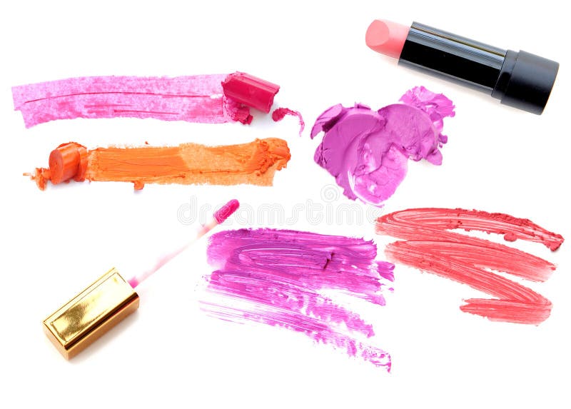 Collection of Various Lipstick on White Background. Each One is Shot ...