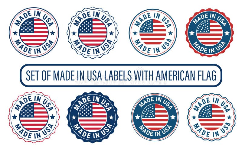 Set of Made in USA Labels with American Flag Stock Vector ...