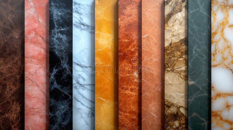 A Collection of Various Marble Slabs in Different Colors and Patterns ...