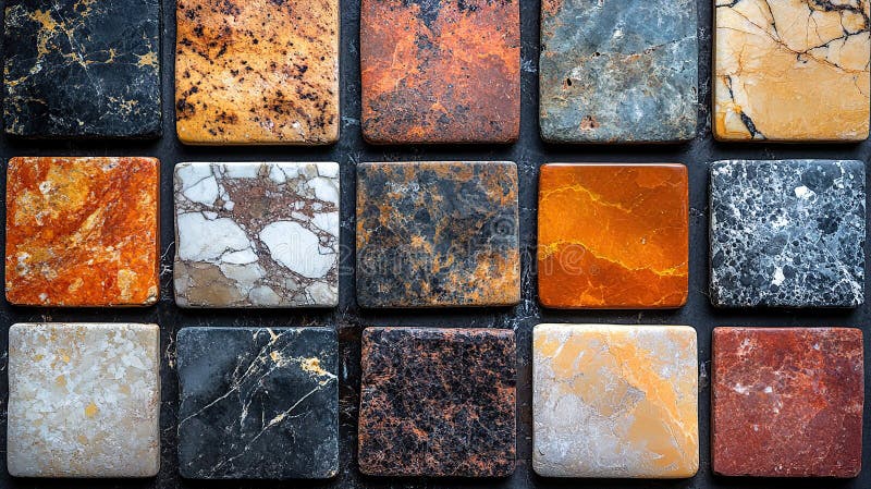 Collection of Various Marble Stone Samples in Square Tiles Stock ...