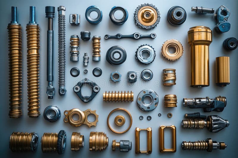 A Collection of Various Metal Parts on a Background Stock Photo - Image ...