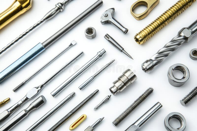 A Collection of Various Metal Tools and Fasteners on a White Background ...