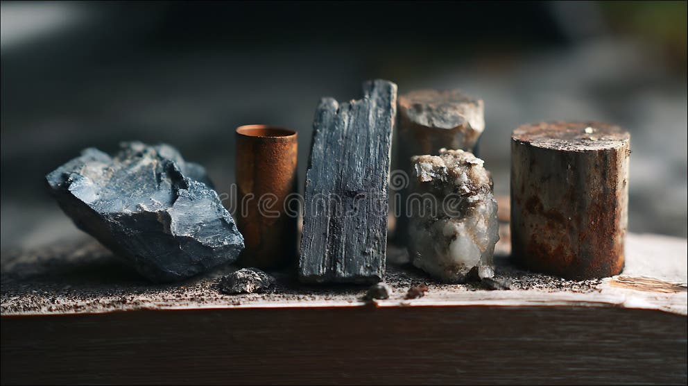 A Collection of Various Mineral Samples is Displayed on a Surface. the ...