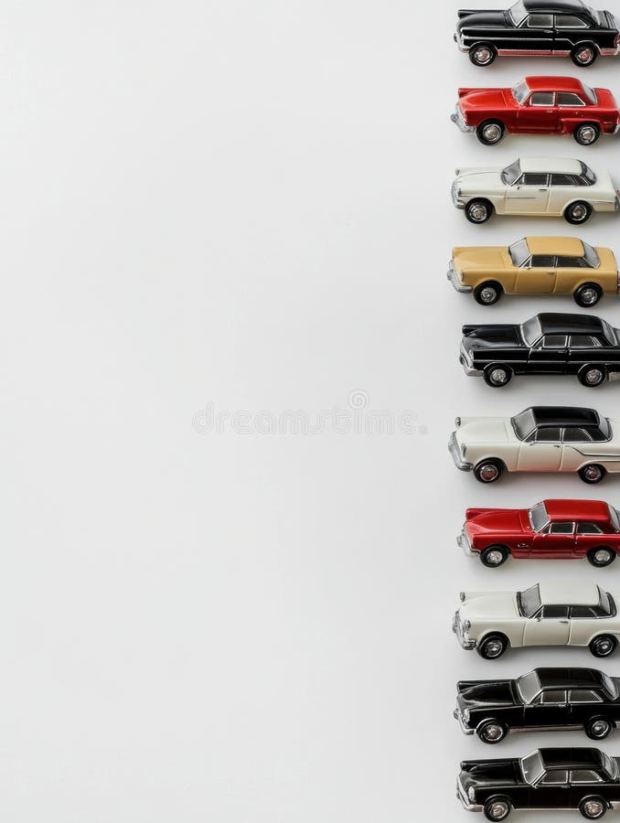 A Collection of Various Miniature Car Models Neatly Organized on a ...