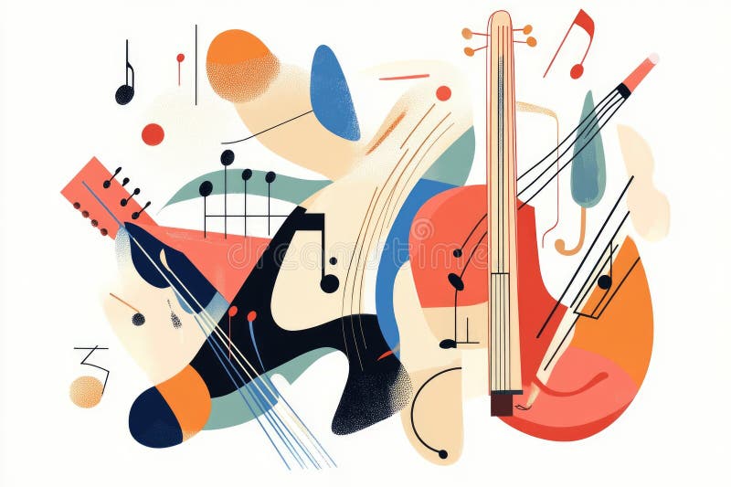 Collection of Various Musical Instruments and Sheet Music Notes Stock ...