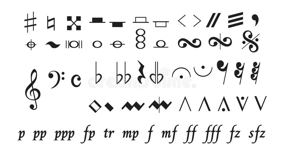 Collection of Various Musical Notation Symbols Stock Vector ...