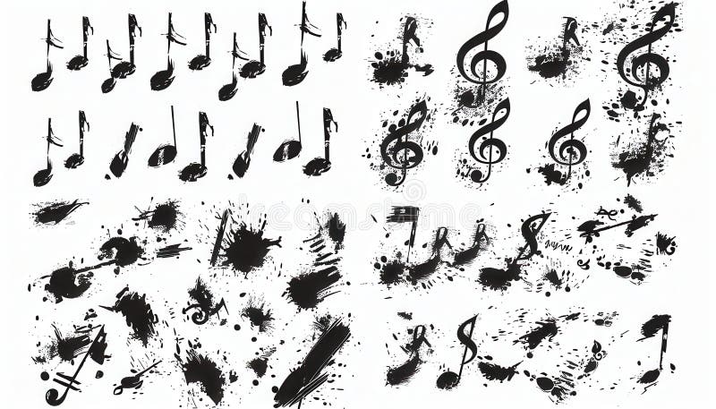 Collection Musical Notes Symbols Various Shapes Stock Photos - Free ...