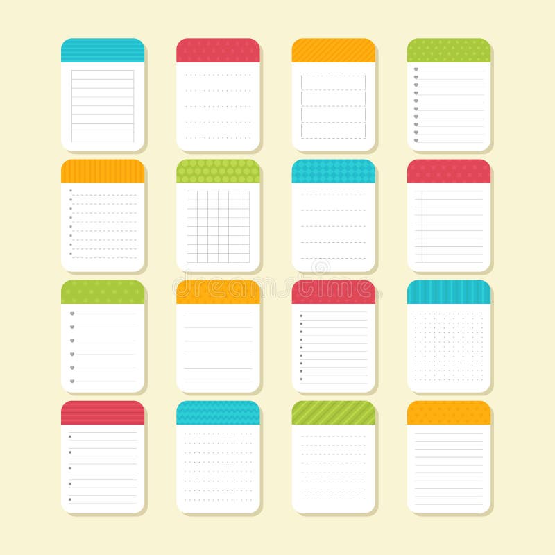 Template for Notebooks. Cute Design Elements. Collection of Various ...