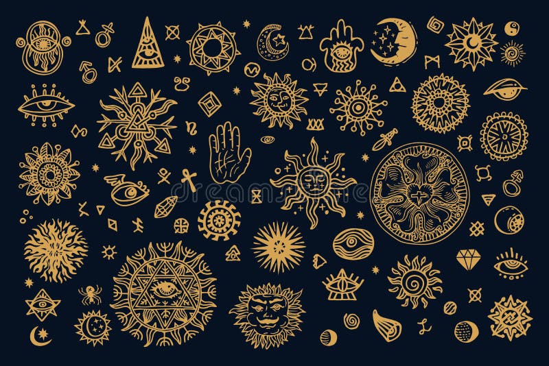 Collection of Various Occult Symbols. Stock Vector - Illustration of ...