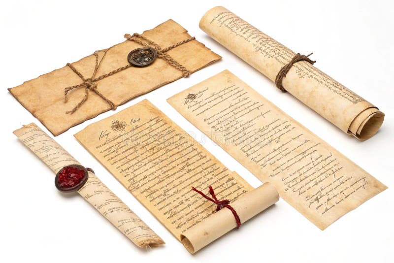 Collection of Various Old Paper Scrolls â€ Isolated on White Background ...