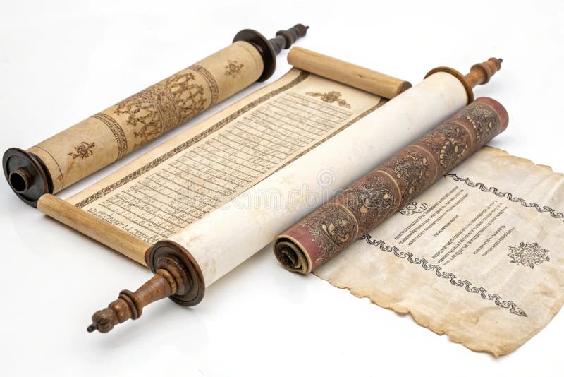 Collection of Various Old Paper Scrolls â€ Isolated on White Background ...