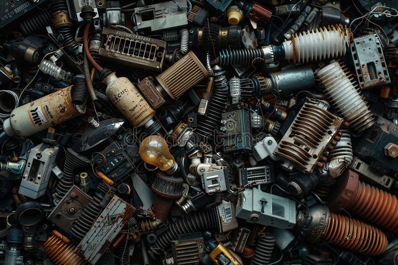A Pile of Old Electronic Components and Waste for Recycling Stock ...