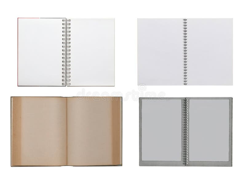 Collection of Various Open Notebooks Isolated on White Stock Photo ...